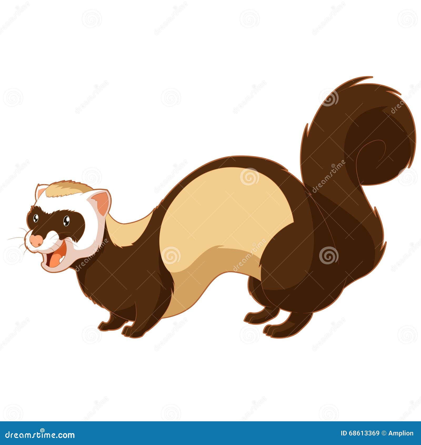 Cartoon smiling ferret stock vector. Illustration of nature - 68613369