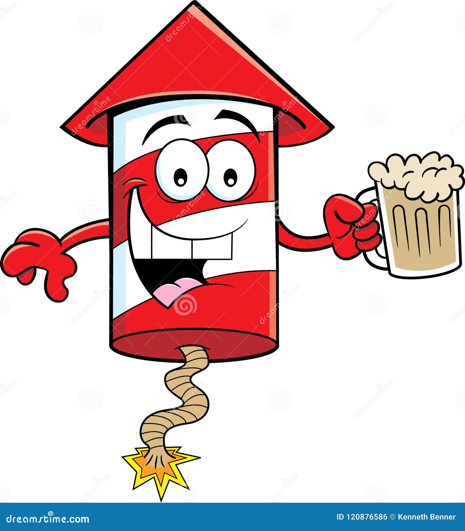 Red Cartoon Firecracker Line Icon. Clipart Image Vector Illustration ...