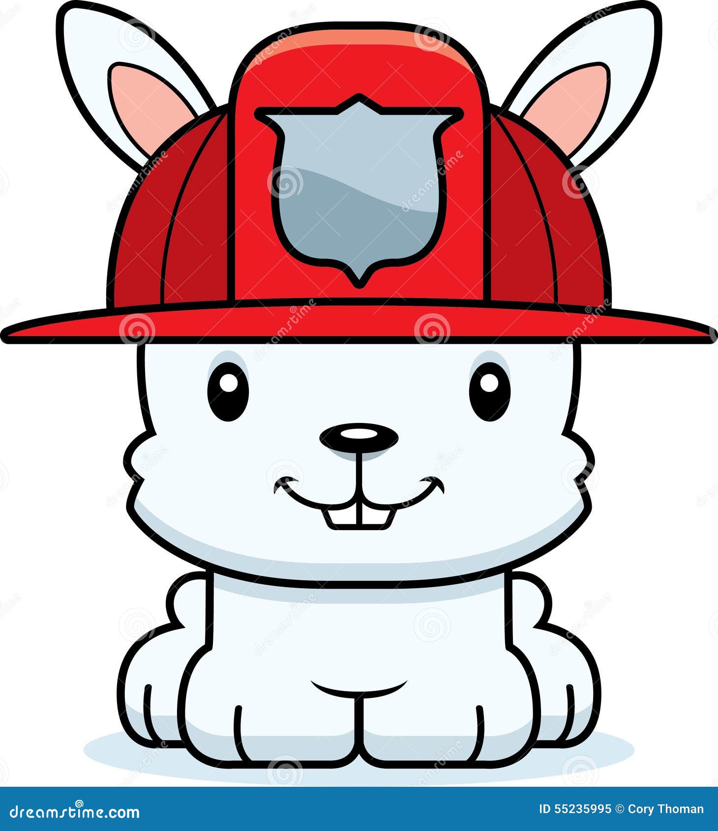 Cartoon Smiling Firefighter Bunny Stock Vector - Illustration of ...