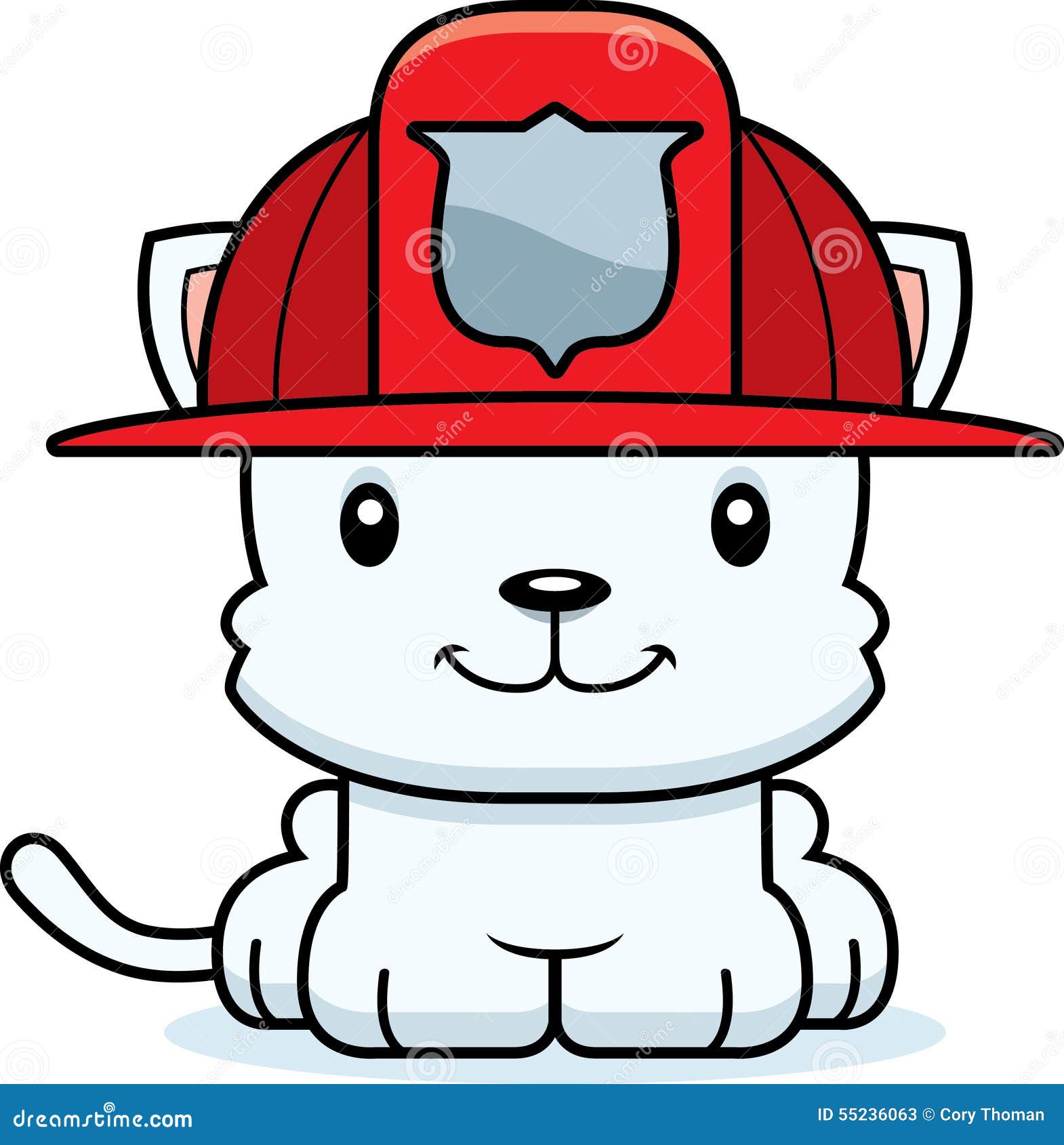Cartoon Smiling Firefighter Kitten Stock Vector - Illustration of clip ...