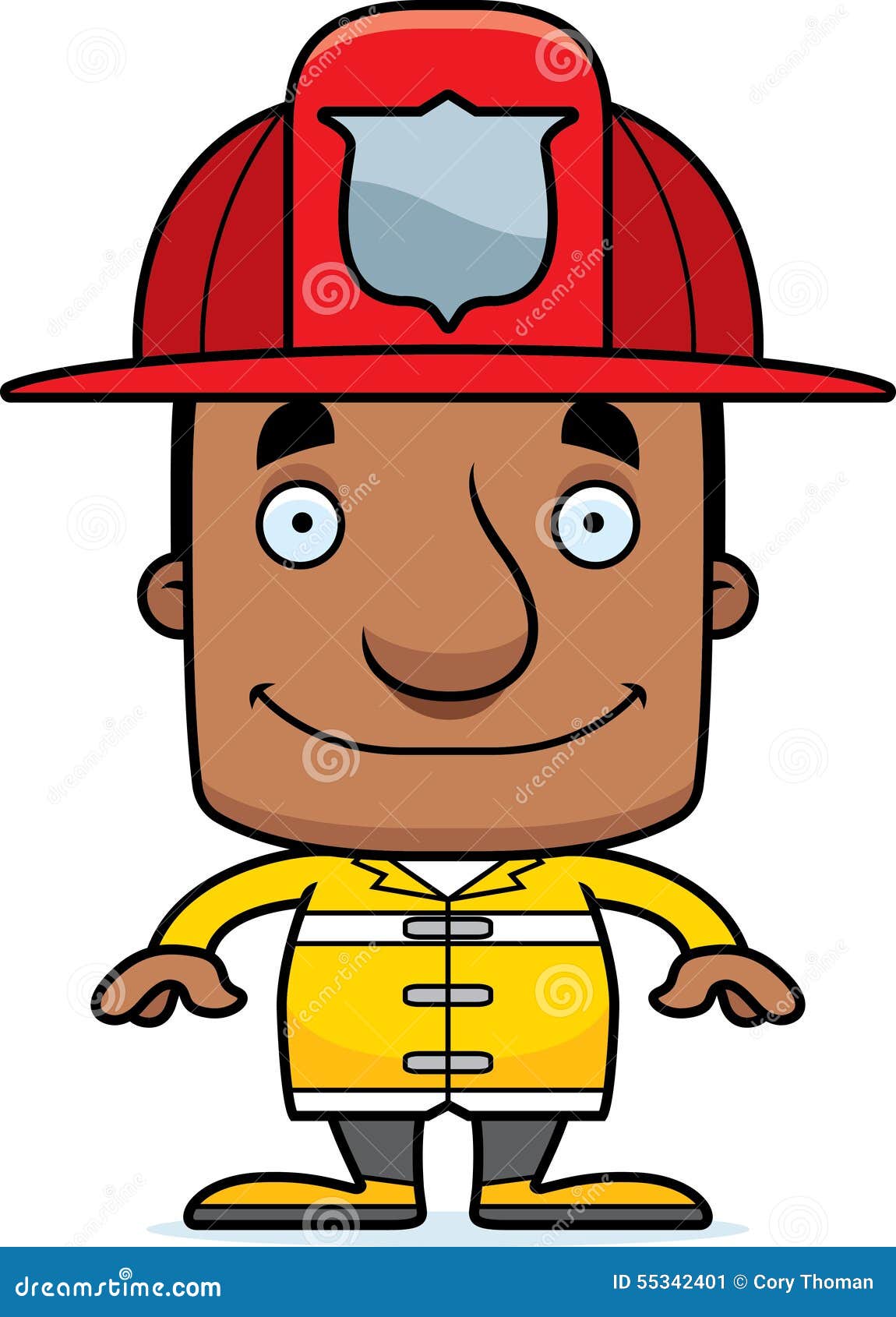 Cartoon Smiling Firefighter Man Stock Vector - Illustration of helmet ...