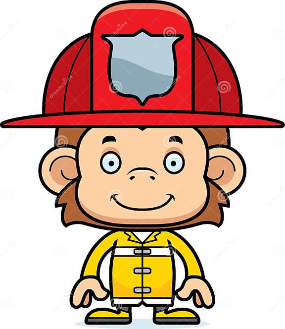 Cartoon Smiling Firefighter Monkey Stock Vector - Illustration of ...