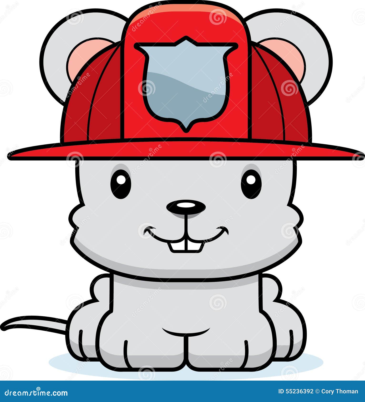 Cartoon Smiling Firefighter Mouse Stock Vector - Illustration of vector ...