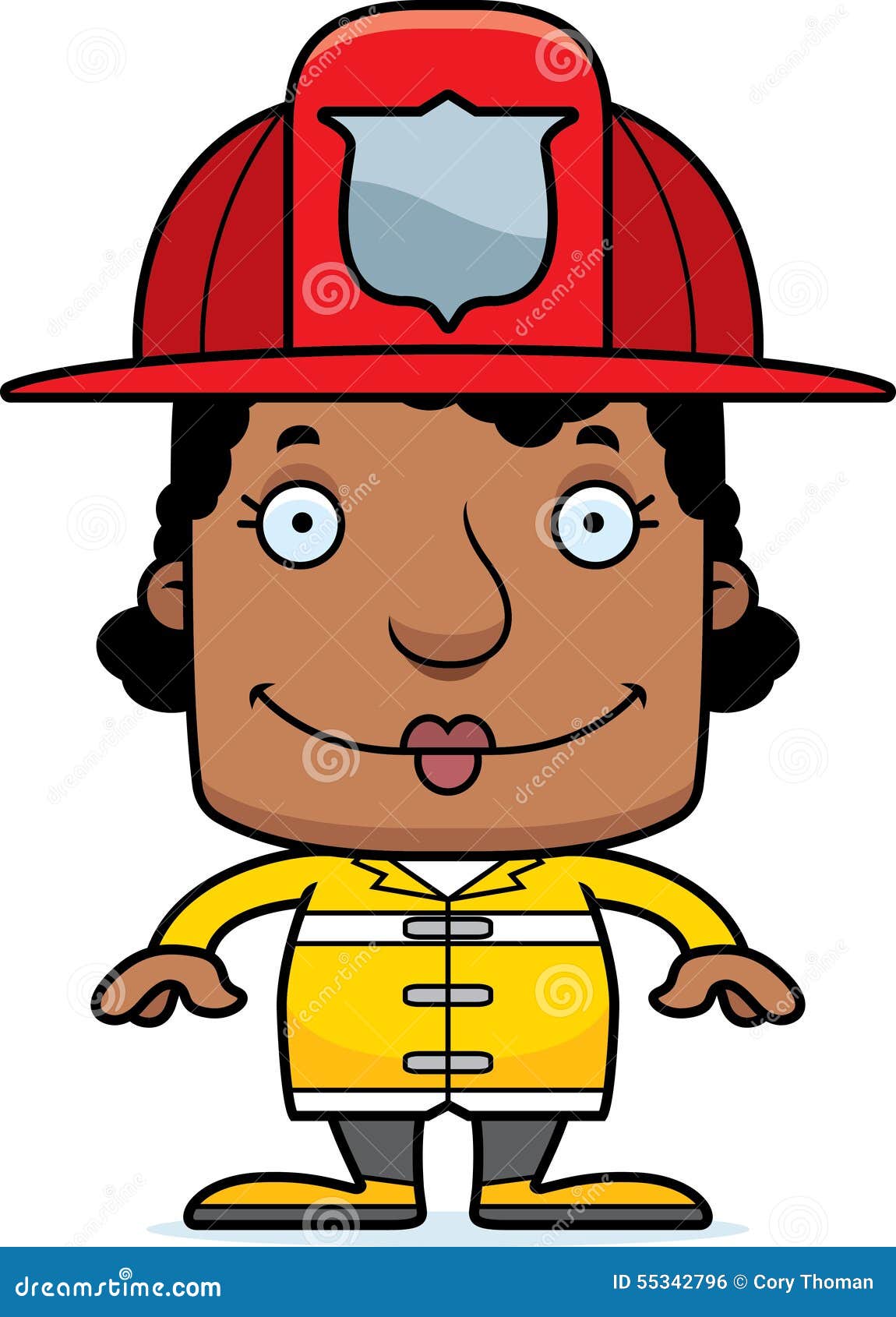 Cartoon Smiling Firefighter Woman Stock Vector - Illustration of ...