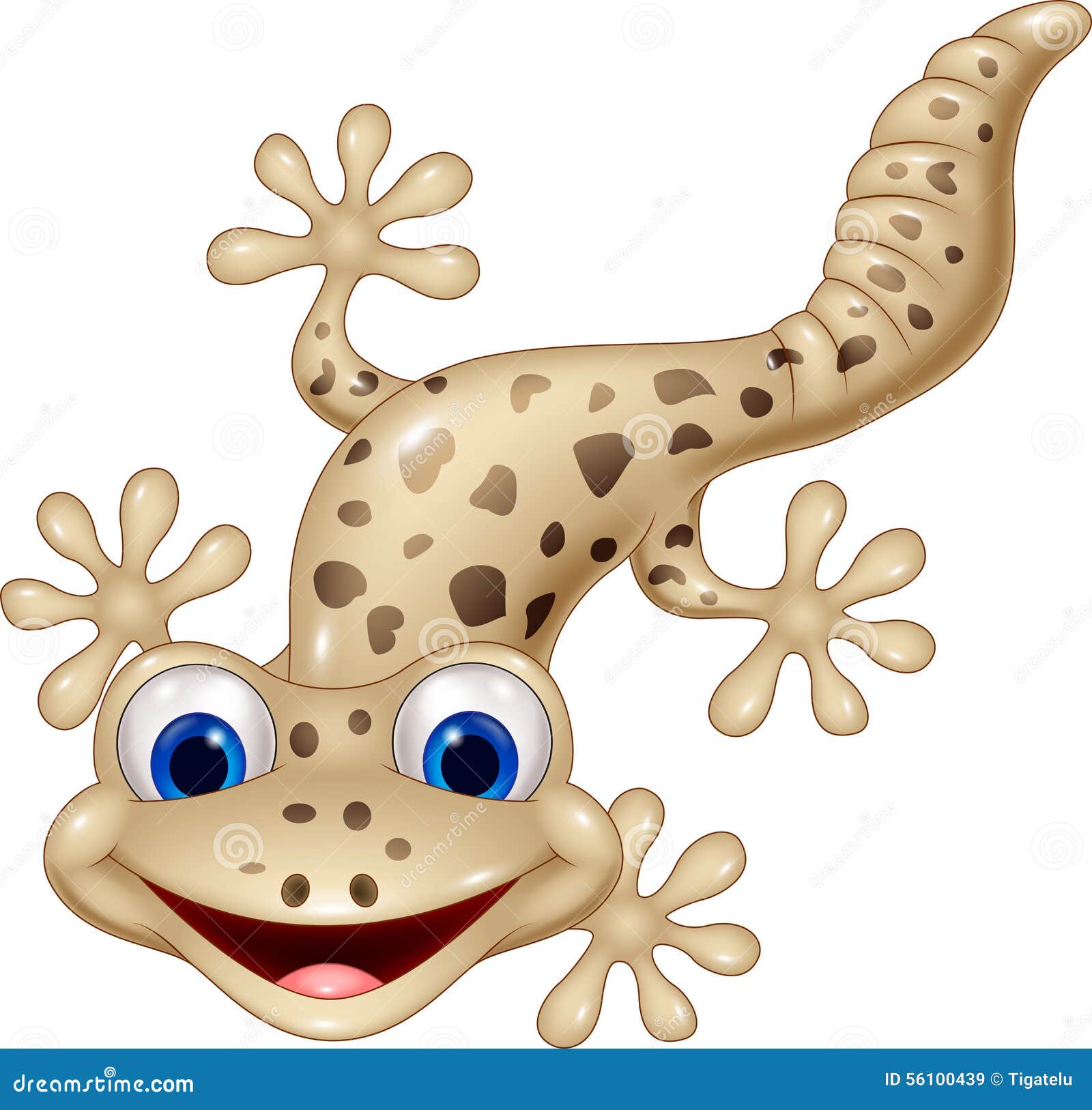 Cartoon smiling gecko stock vector. Illustration of lizard - 56100439