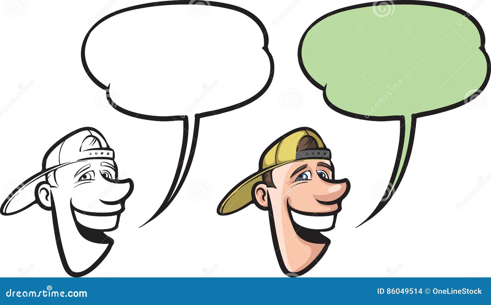 Cartoon Smiling Guy in Cap Face Stock Vector - Illustration of happy ...