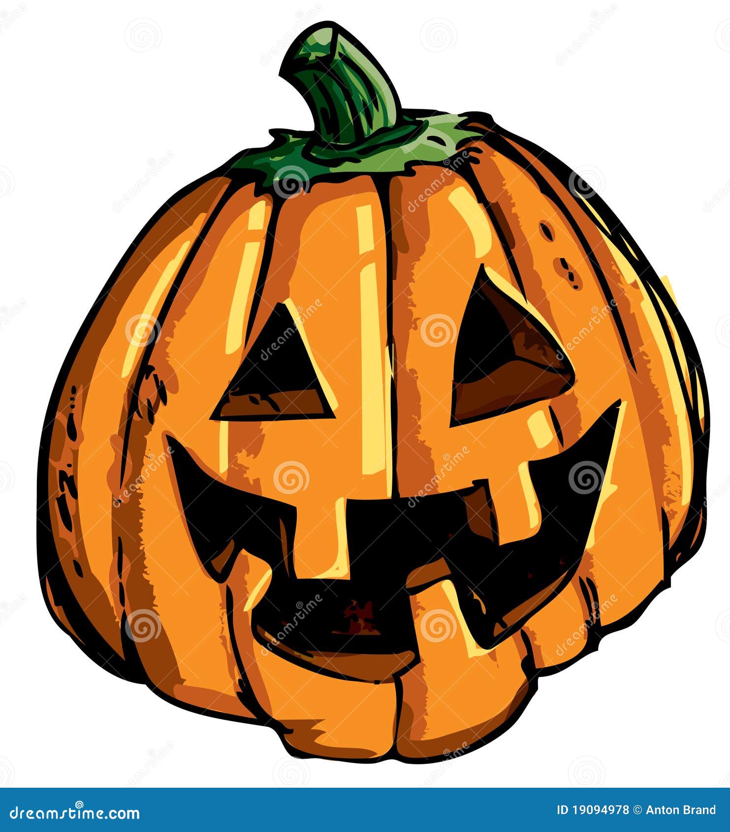 Cartoon of Smiling Halloween Carved Pumpkin Stock Vector - Illustration ...