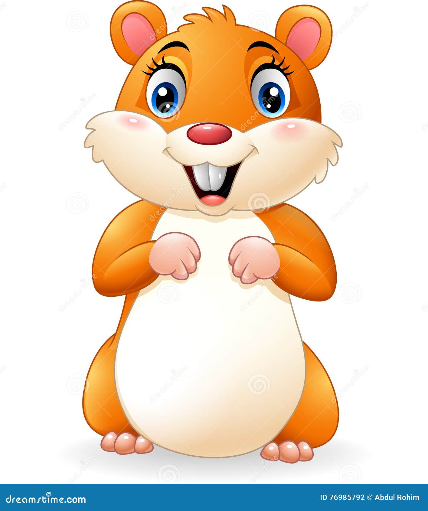 Cartoon smiling hamster stock vector. Illustration of happiness - 76985792