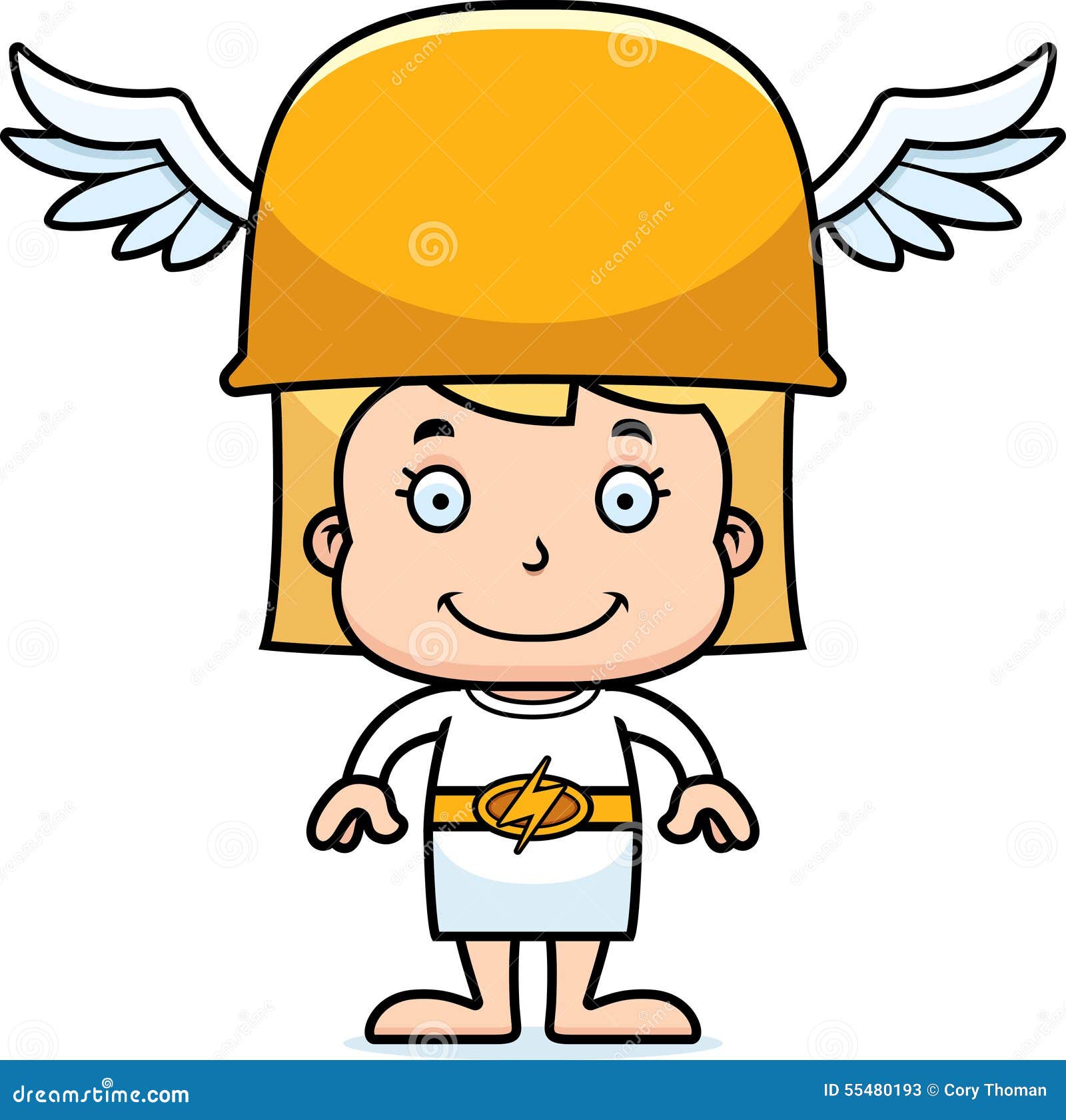 Cartoon Smiling Hermes Girl Stock Vector - Illustration of mercury ...