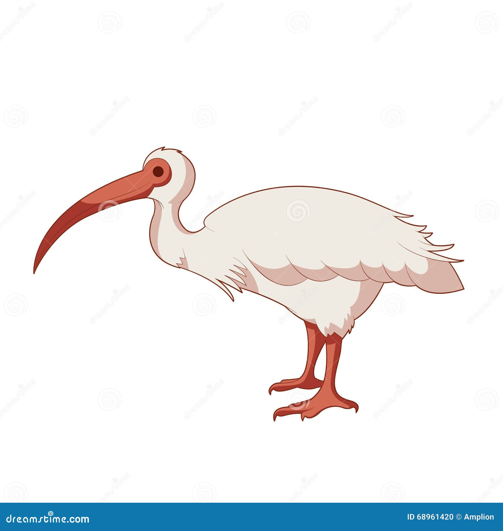 Cartoon smiling Ibis stock vector. Illustration of background - 68961420