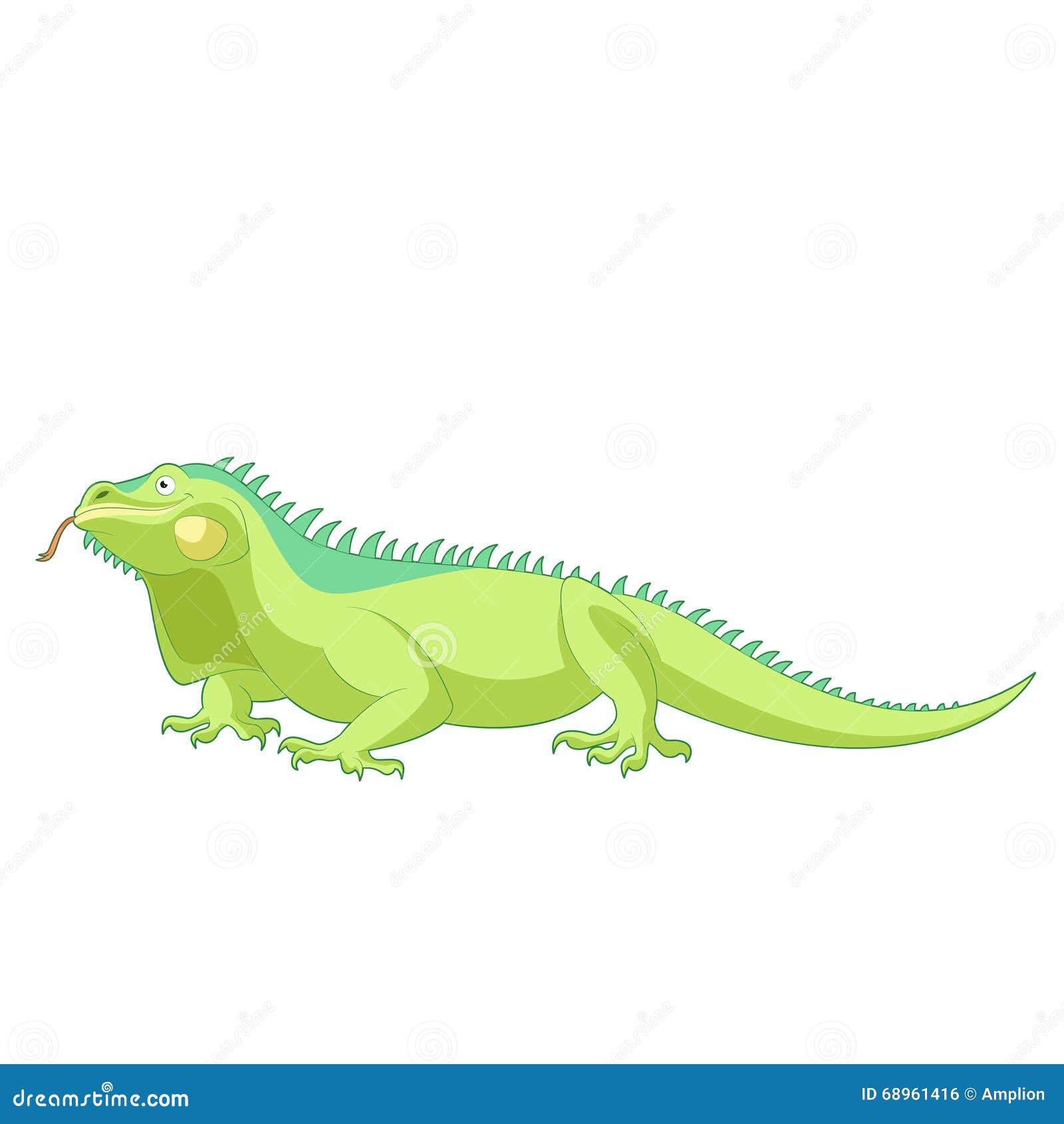 Cartoon smiling Iguana stock vector. Illustration of mascot - 68961416