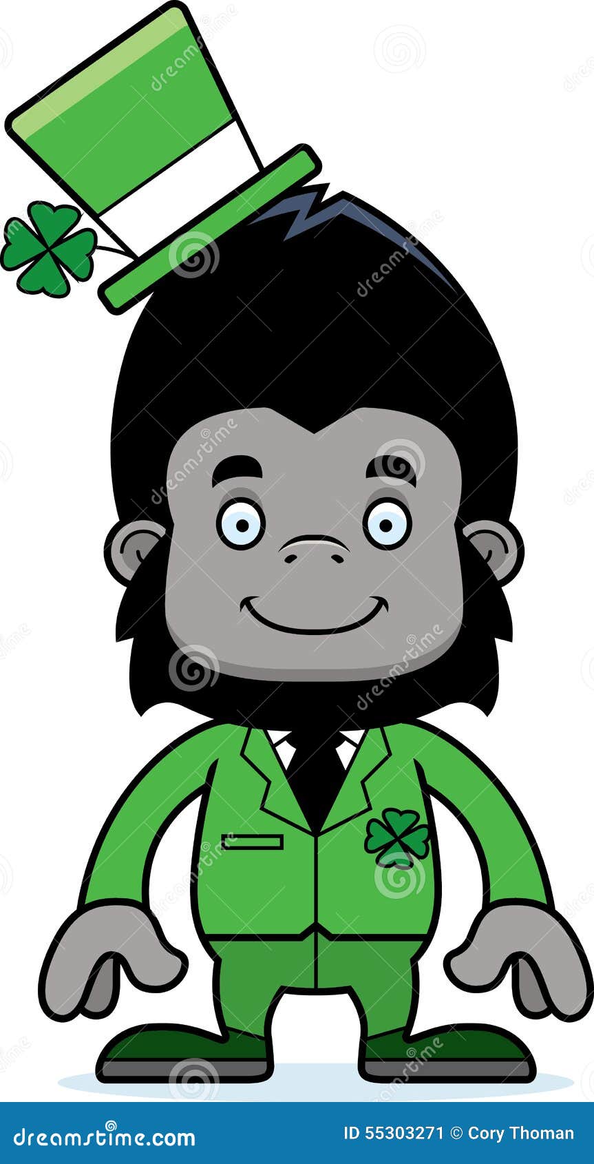 Cartoon Smiling Irish Gorilla Stock Vector - Illustration of vector ...