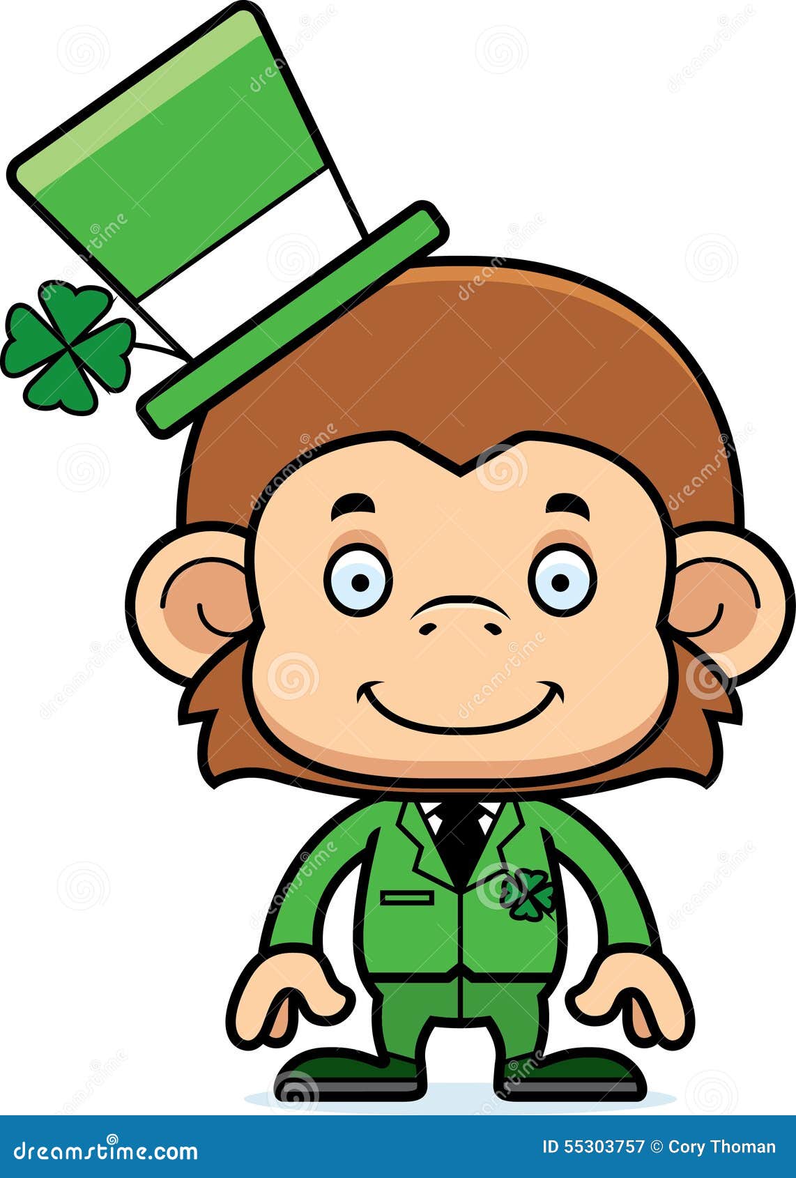 Cartoon Smiling Irish Monkey Stock Vector - Illustration of happy ...
