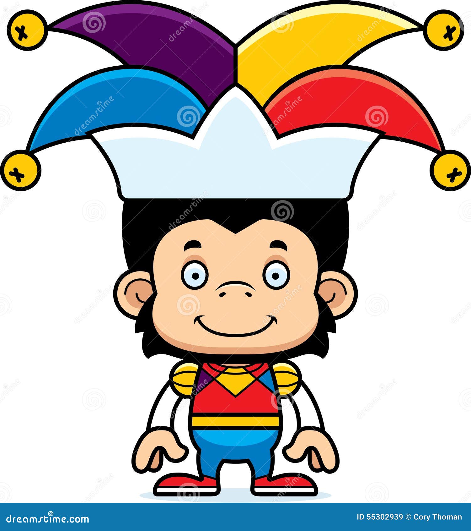 Cartoon Smiling Jester Chimpanzee Stock Vector - Illustration of ...
