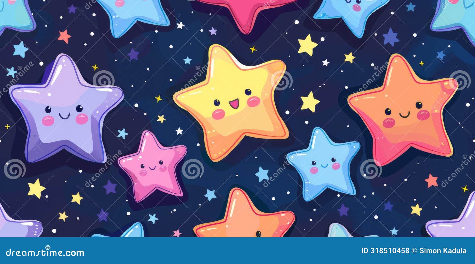 Cartoon Smiling Kid Stars As Background and Pattern Stock Photo - Image ...