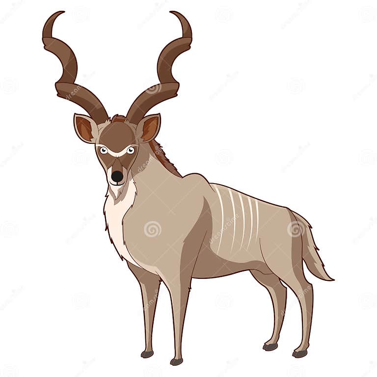 Cartoon smiling Kudu stock vector. Illustration of cute - 88513511