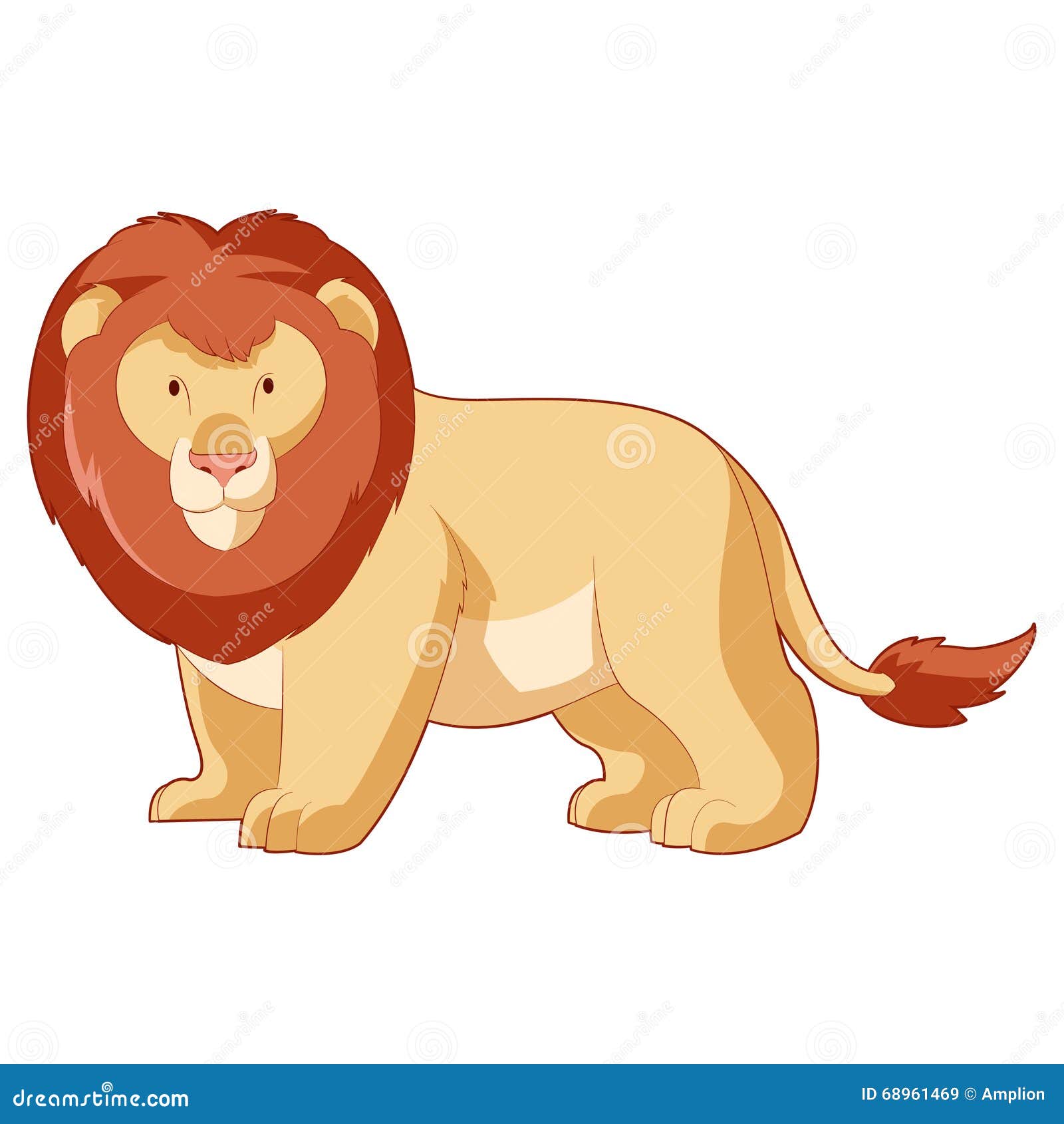 Cartoon smiling Lion stock vector. Illustration of cute - 68961469