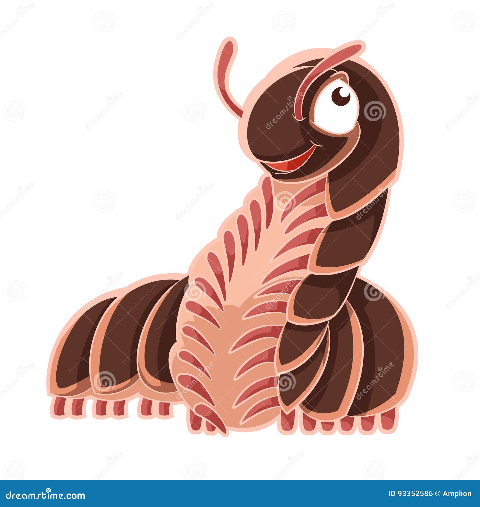 Cartoon smiling Millipede stock vector. Illustration of brown - 93352586