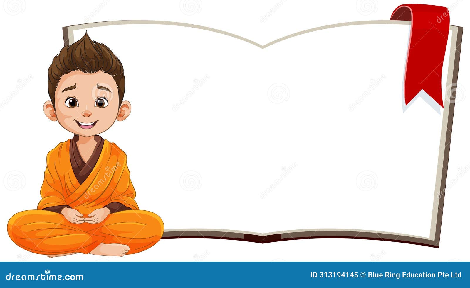 A Smiling Monk Sitting with a Book Stock Vector - Illustration of ...