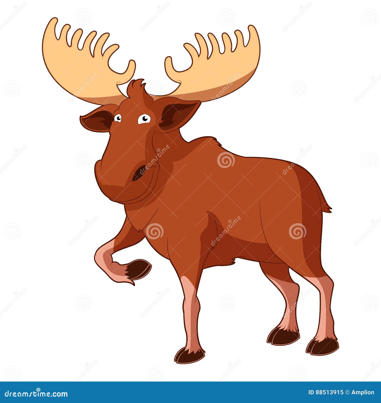 Cartoon smiling Moose stock vector. Illustration of cheerful - 88513915