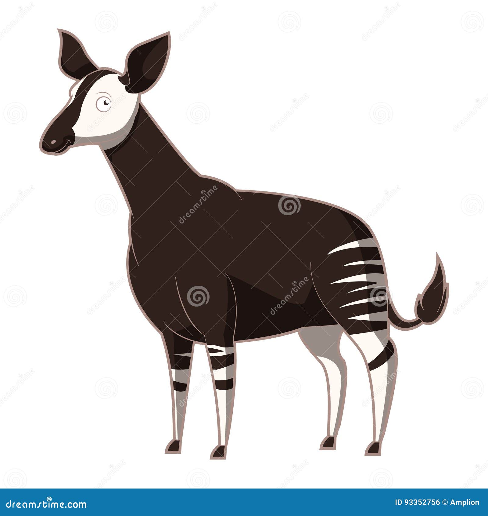 Cartoon smiling Okapi stock vector. Illustration of beautiful - 93352756