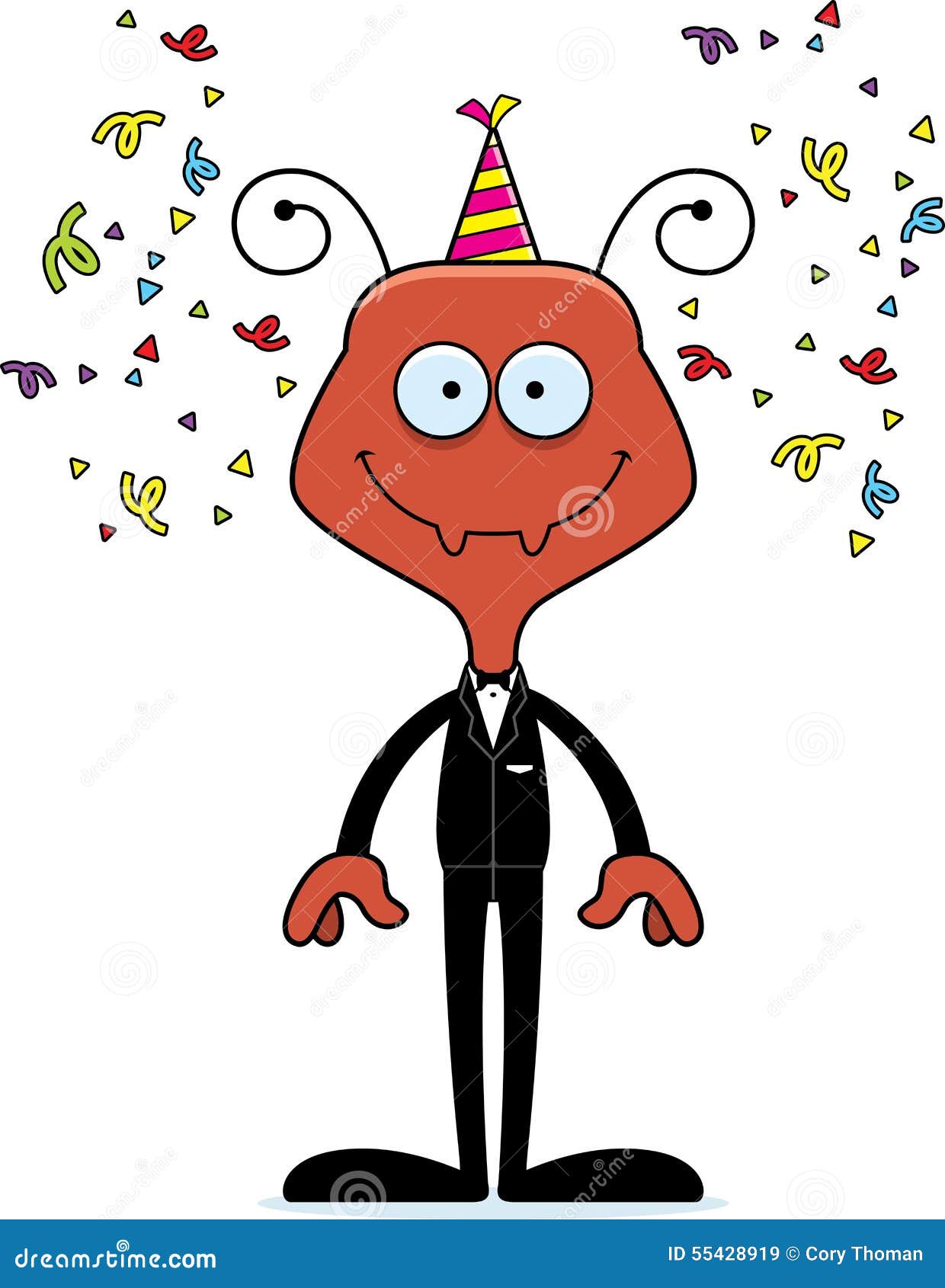 Cartoon Smiling Party Ant stock vector. Illustration of years - 55428919