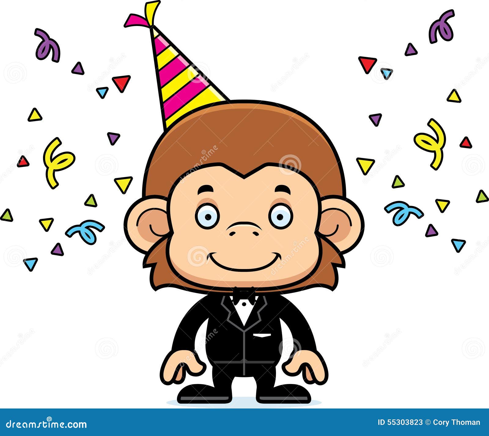 Cartoon Smiling Party Monkey Stock Vector - Illustration of clip ...