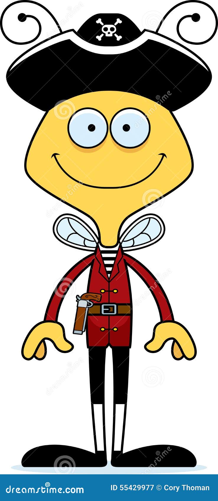 Cartoon Smiling Pirate Bee stock vector. Illustration of graphic - 55429977