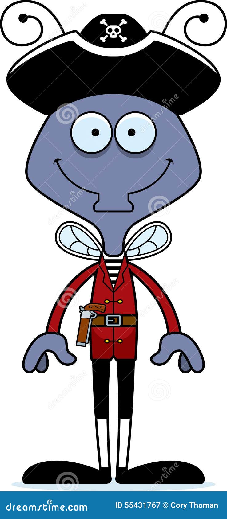 Cartoon Smiling Pirate Fly stock vector. Illustration of happy - 55431767