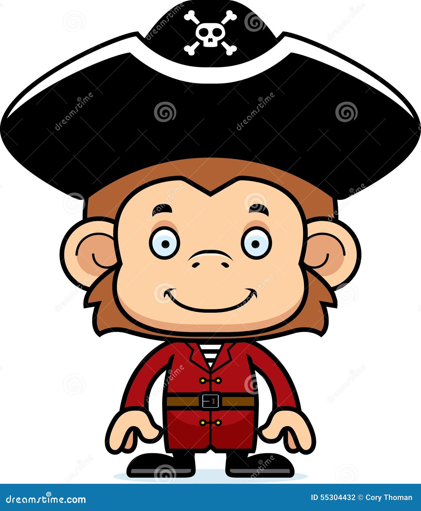 Cartoon Smiling Pirate Monkey Stock Vector - Illustration of animal ...
