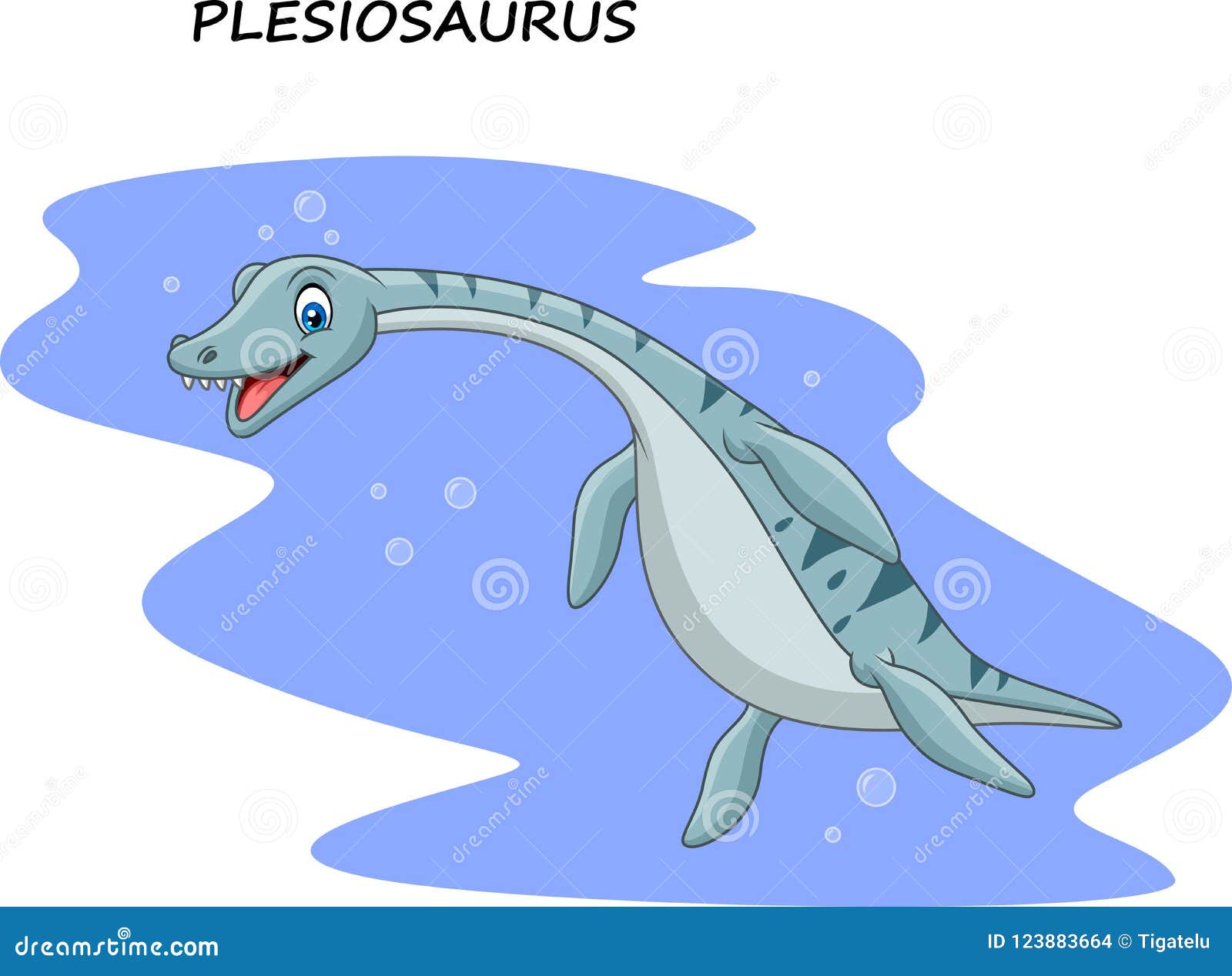 Cartoon Smiling Plesiosaurus Vector Illustration | CartoonDealer.com ...