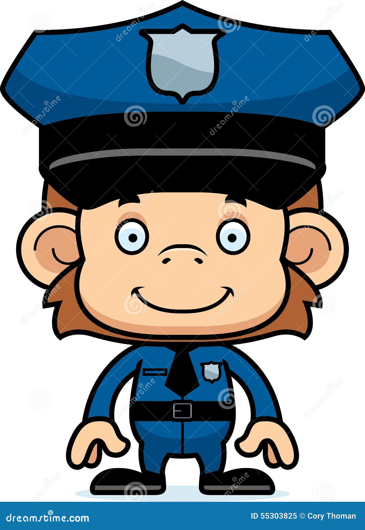 Cartoon Smiling Police Officer Monkey Stock Vector - Illustration of ...