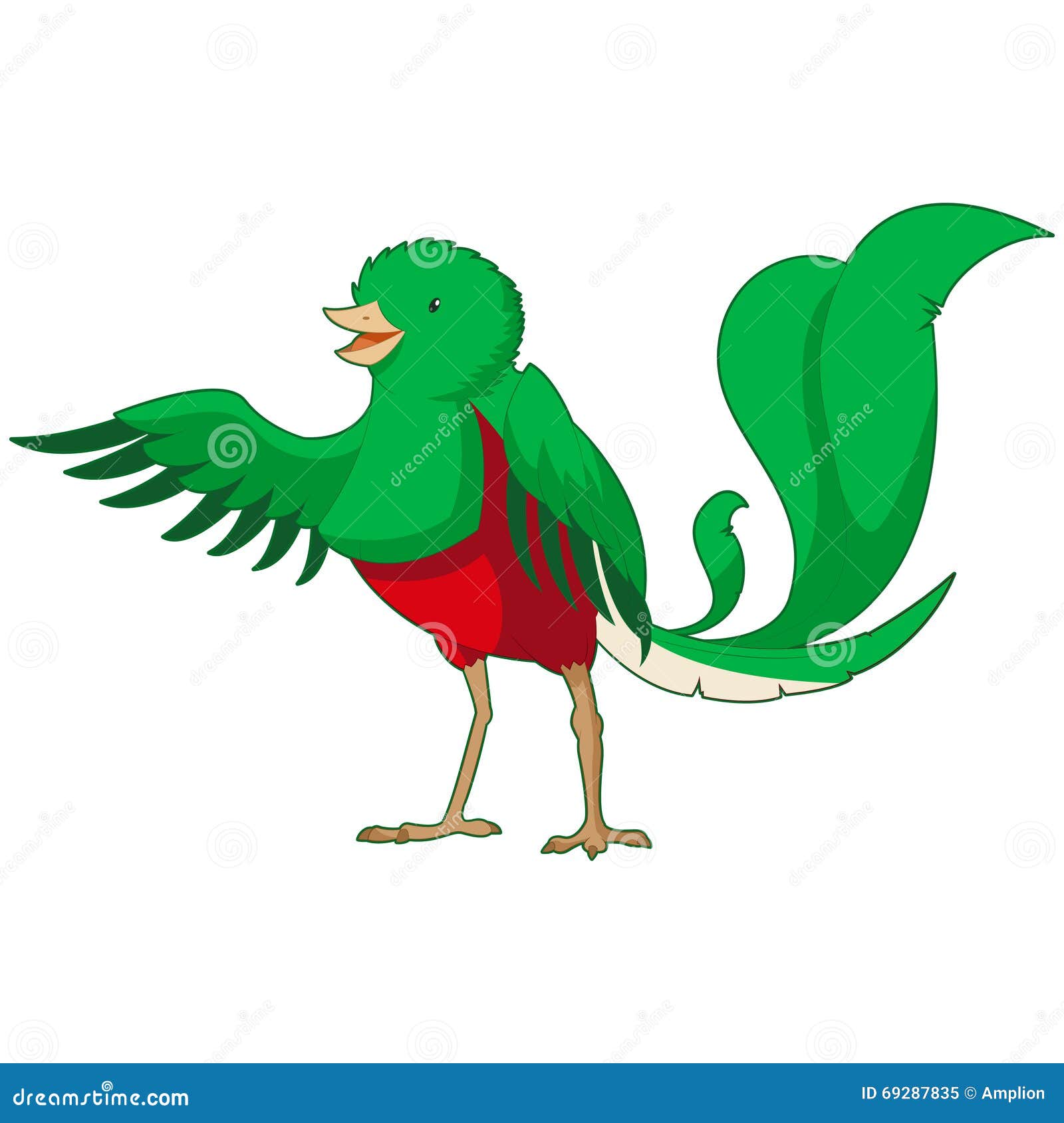 Cartoon smiling Quetzal stock vector. Illustration of exotic - 69287835
