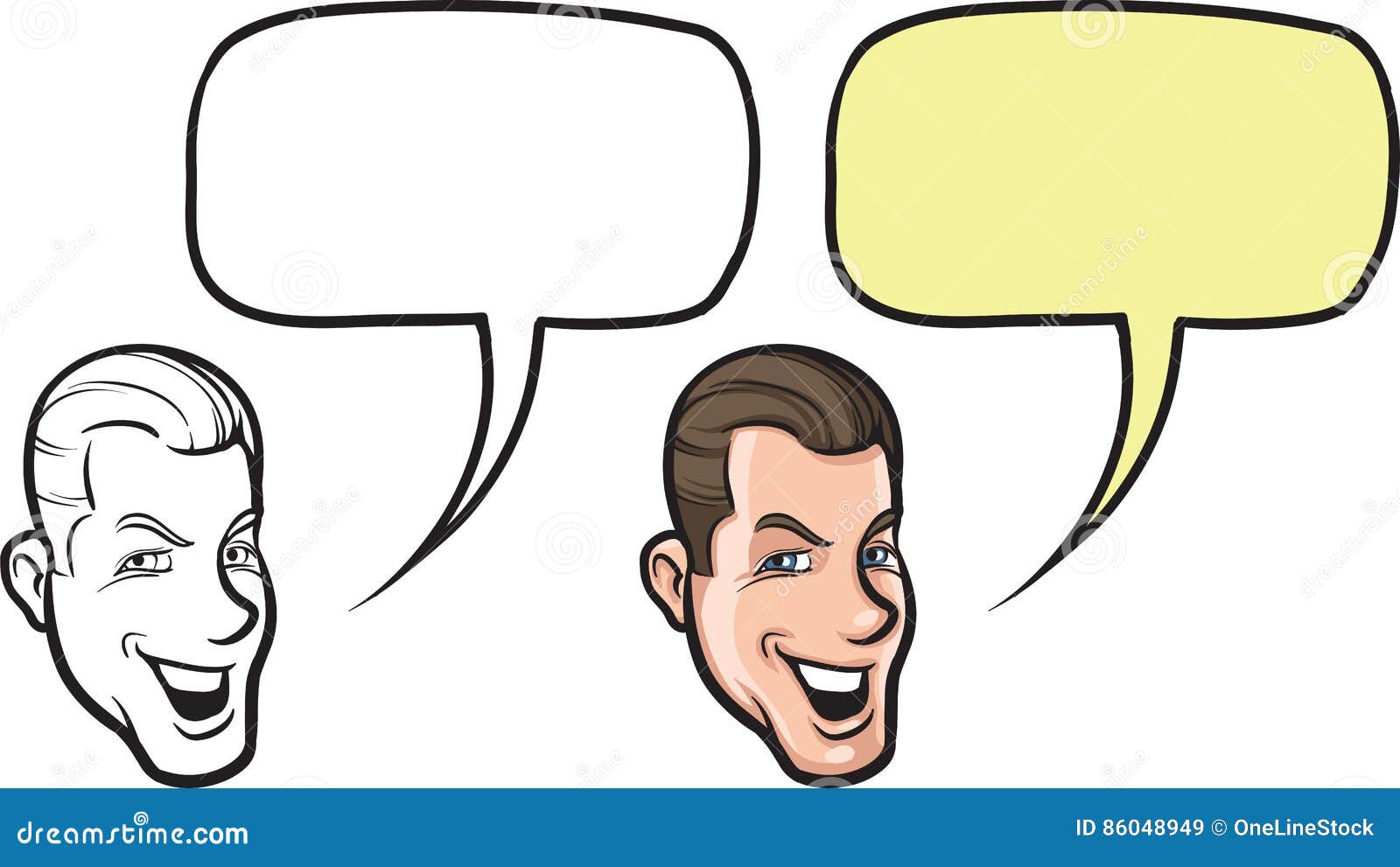 Cartoon Smiling Retro Young Man Face Stock Vector - Illustration of ...