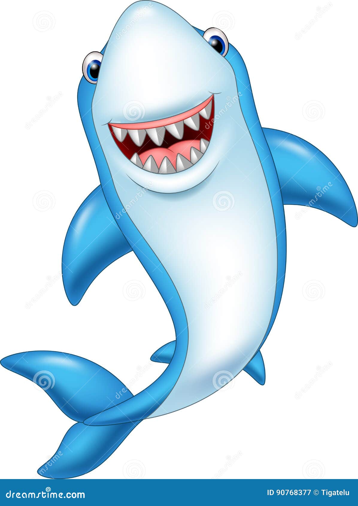 Cartoon Smiling Shark Isolated on White Background Stock Vector ...