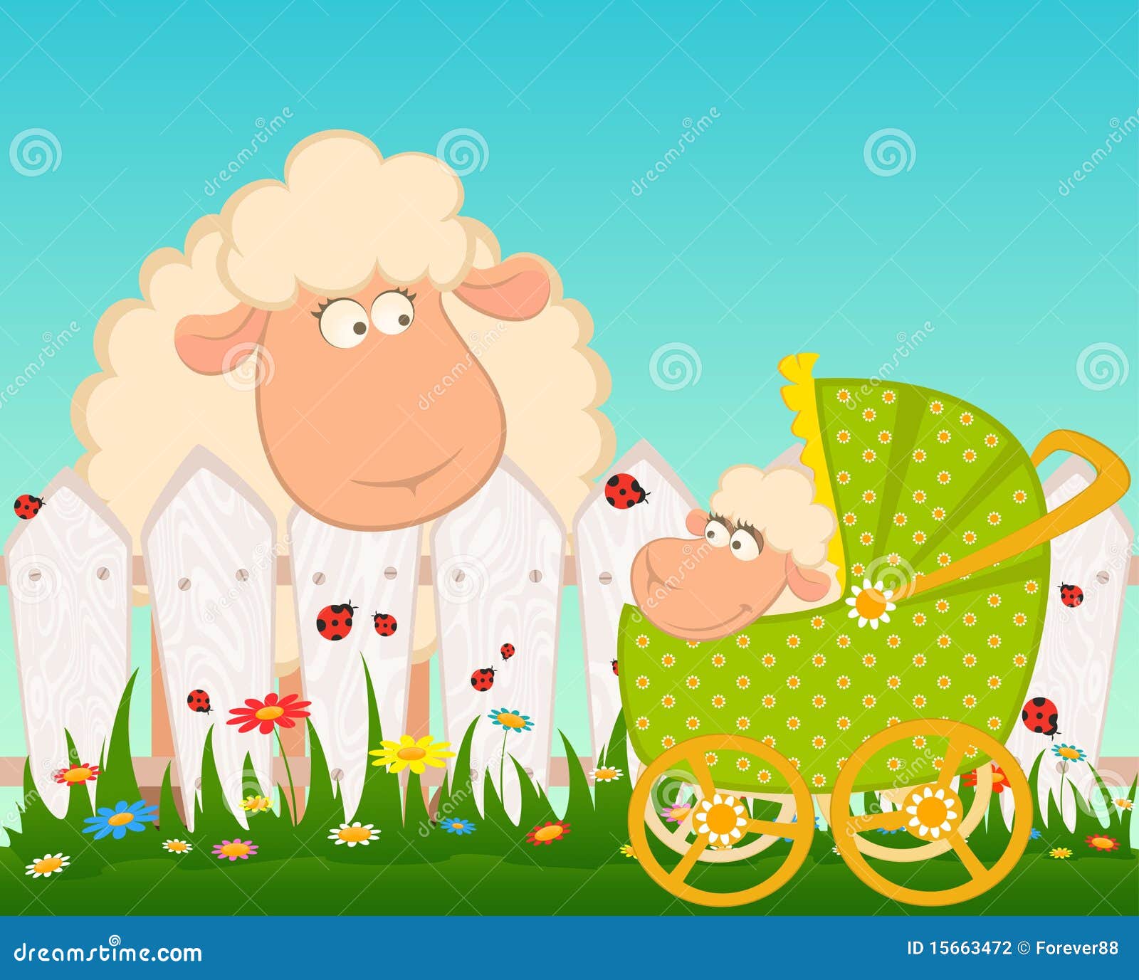 Cartoon smiling sheep stock vector. Illustration of baby - 15663472