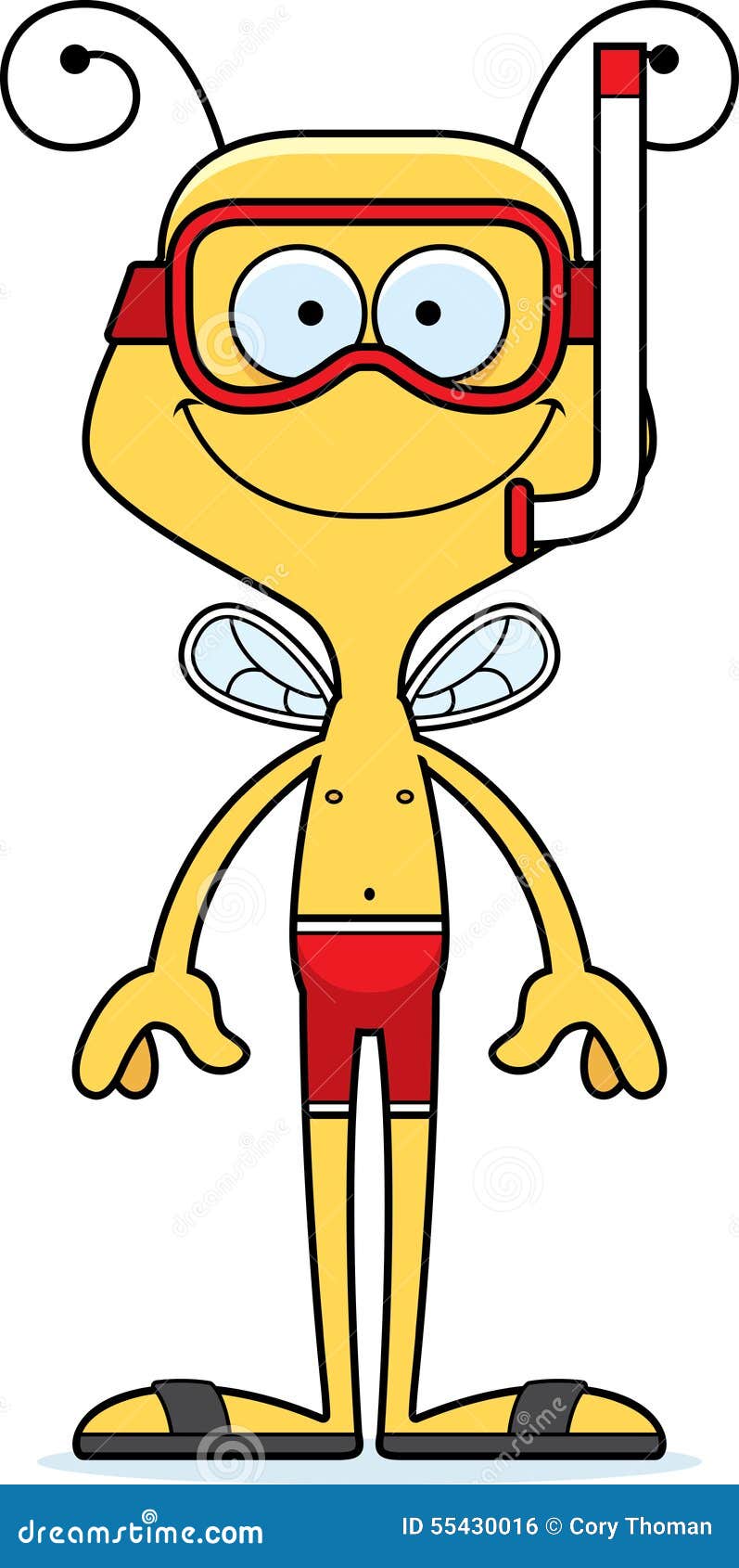Cartoon Smiling Snorkeler Bee Stock Vector - Illustration of bathing ...
