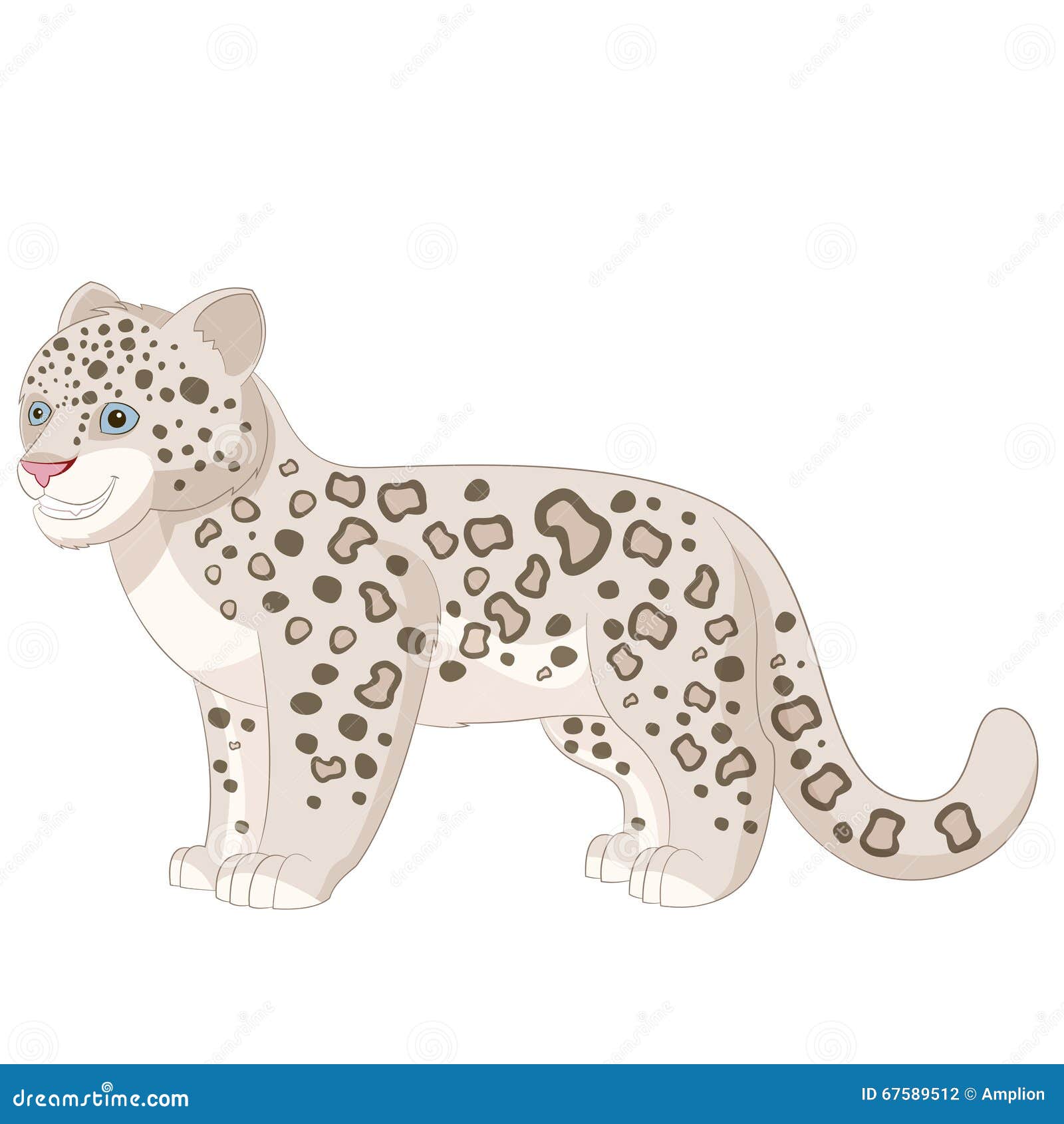 Cartoon Smiling Snow Leopard Stock Vector - Illustration of predator ...