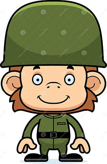 Cartoon Smiling Soldier Monkey Stock Vector - Illustration of clip ...