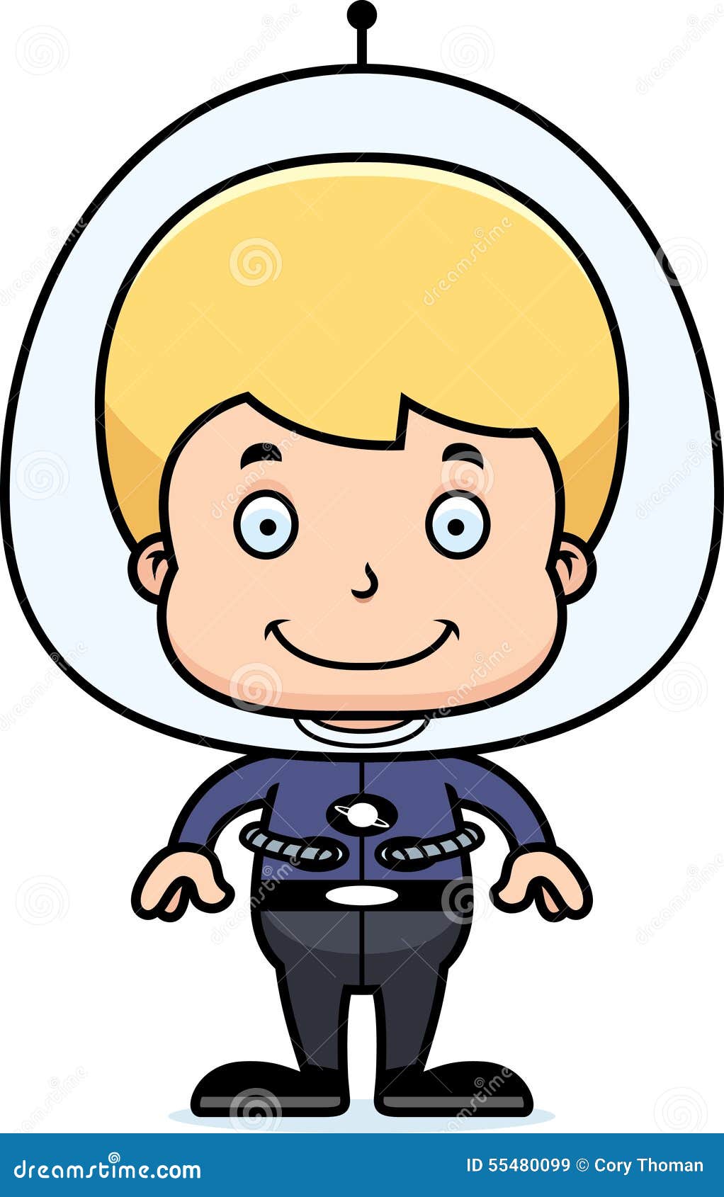 Cartoon Smiling Spaceman Boy Stock Vector - Illustration of person ...