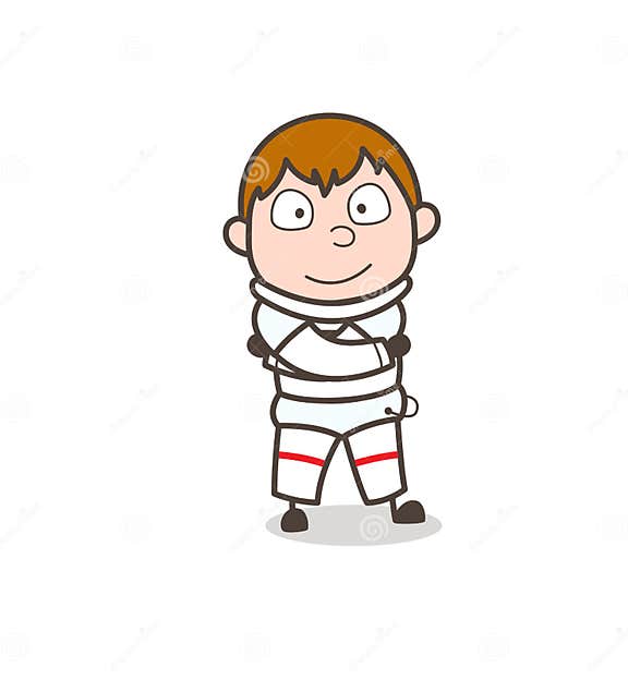 Cartoon Smiling Spaceman Expression Vector Illustration Stock ...