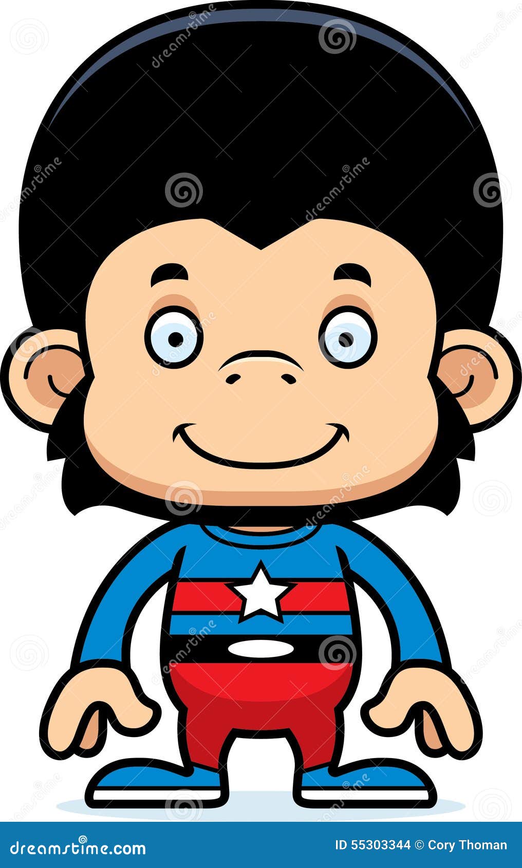 Cartoon Smiling Superhero Chimpanzee Stock Vector - Illustration of ...