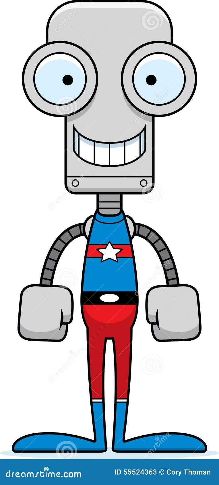 Cartoon Smiling Superhero Robot Stock Vector - Illustration of graphic ...