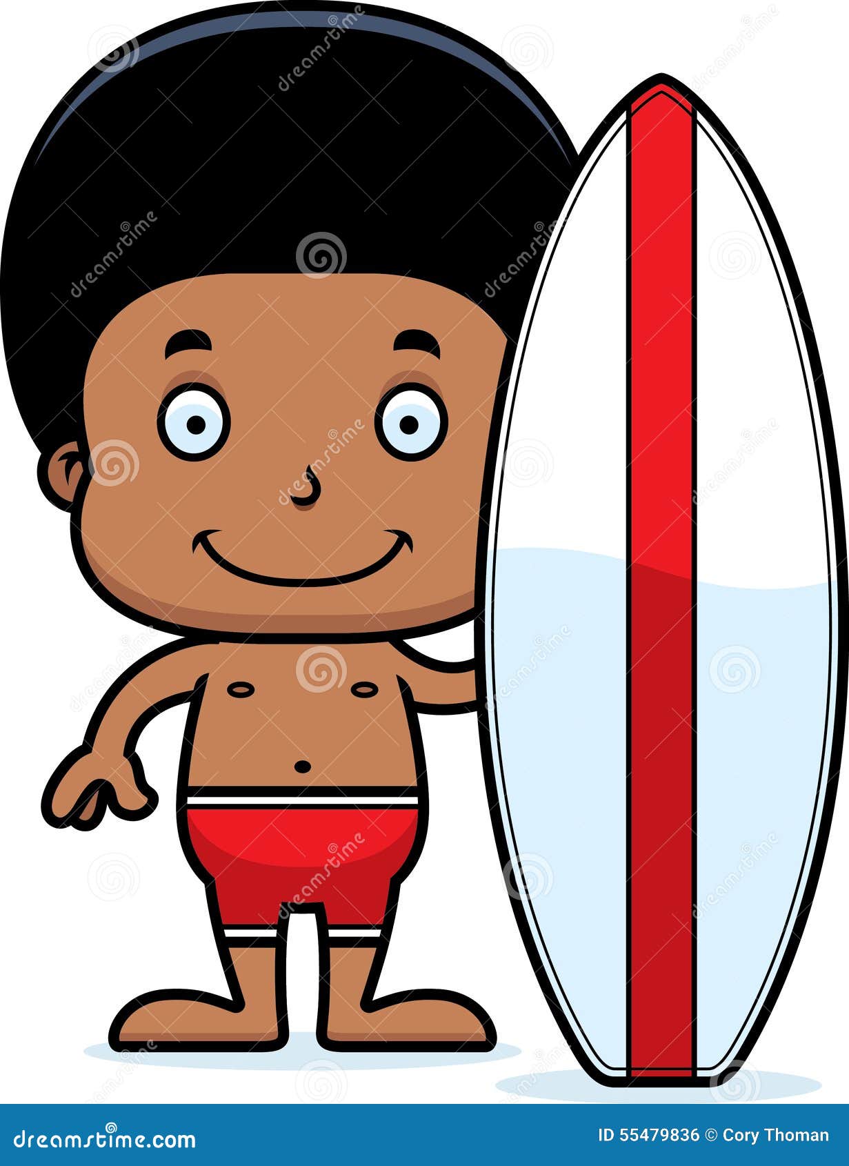 Cartoon Smiling Surfer Boy stock vector. Illustration of happy - 55479836