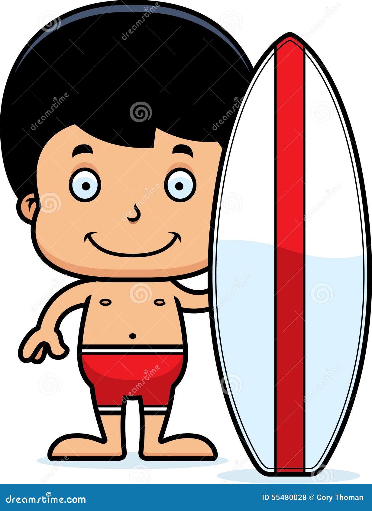 Cartoon Smiling Surfer Boy stock vector. Illustration of swimsuit ...