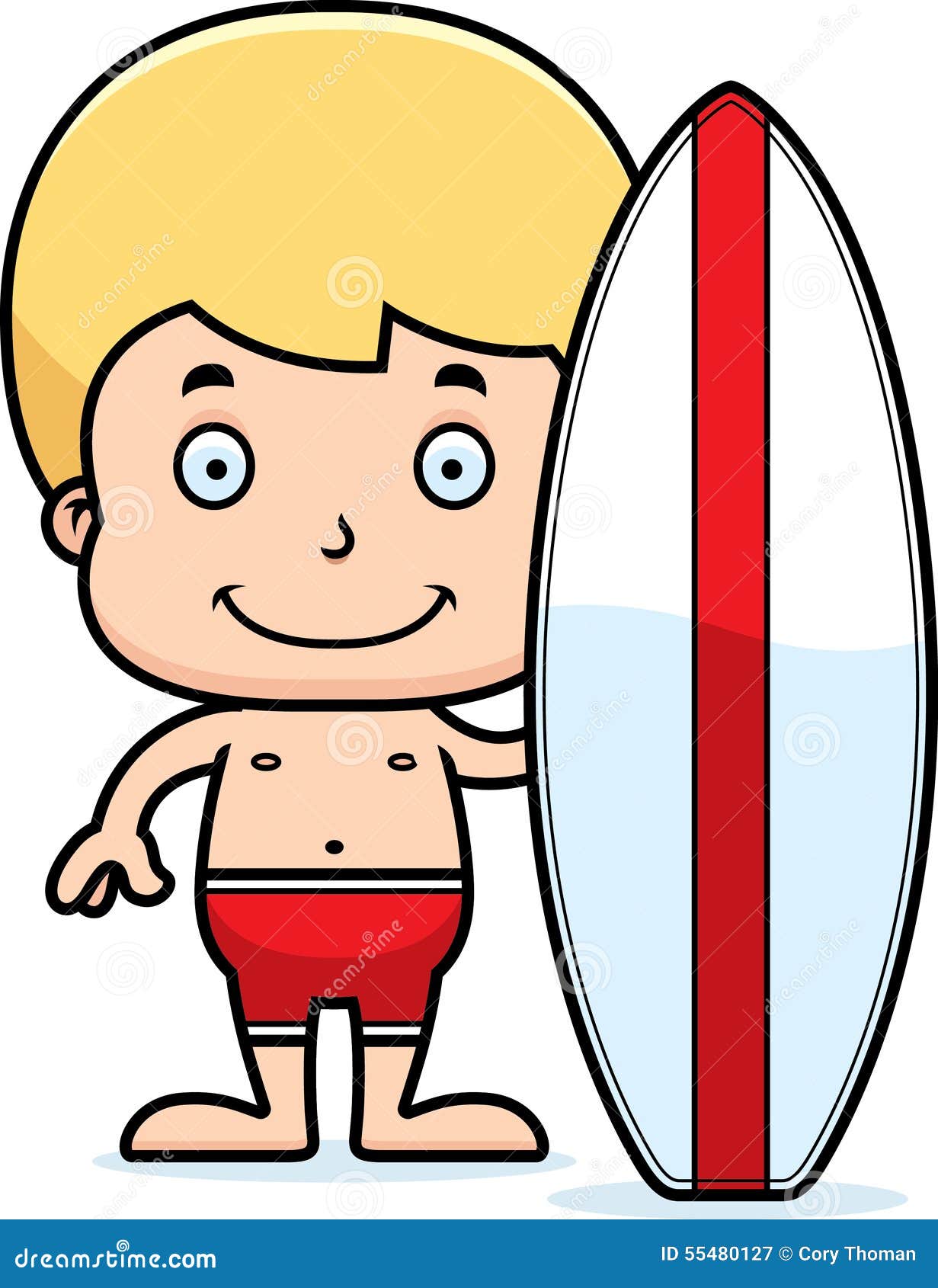 Cartoon Smiling Surfer Boy stock vector. Illustration of person - 55480127