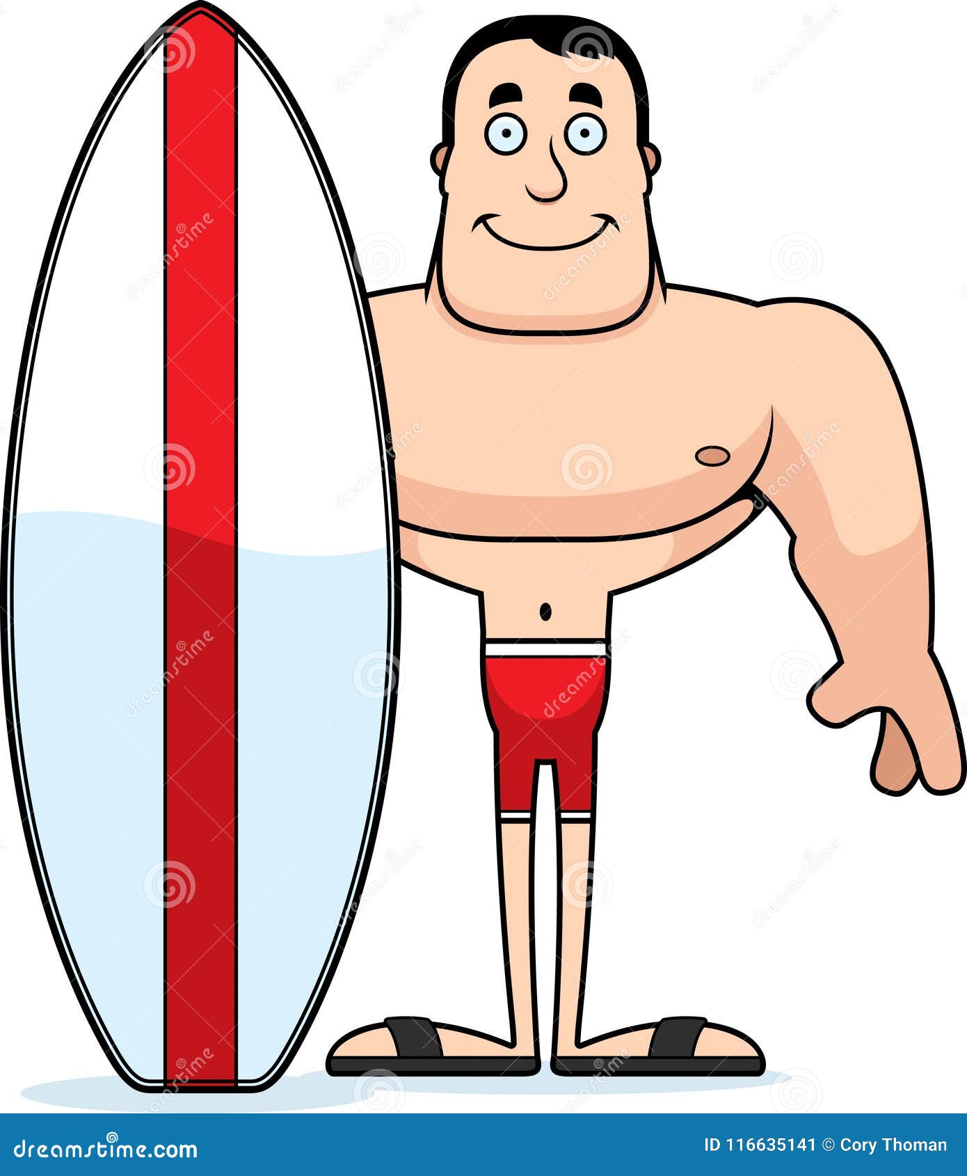 Cartoon Smiling Surfer stock vector. Illustration of vector - 116635141