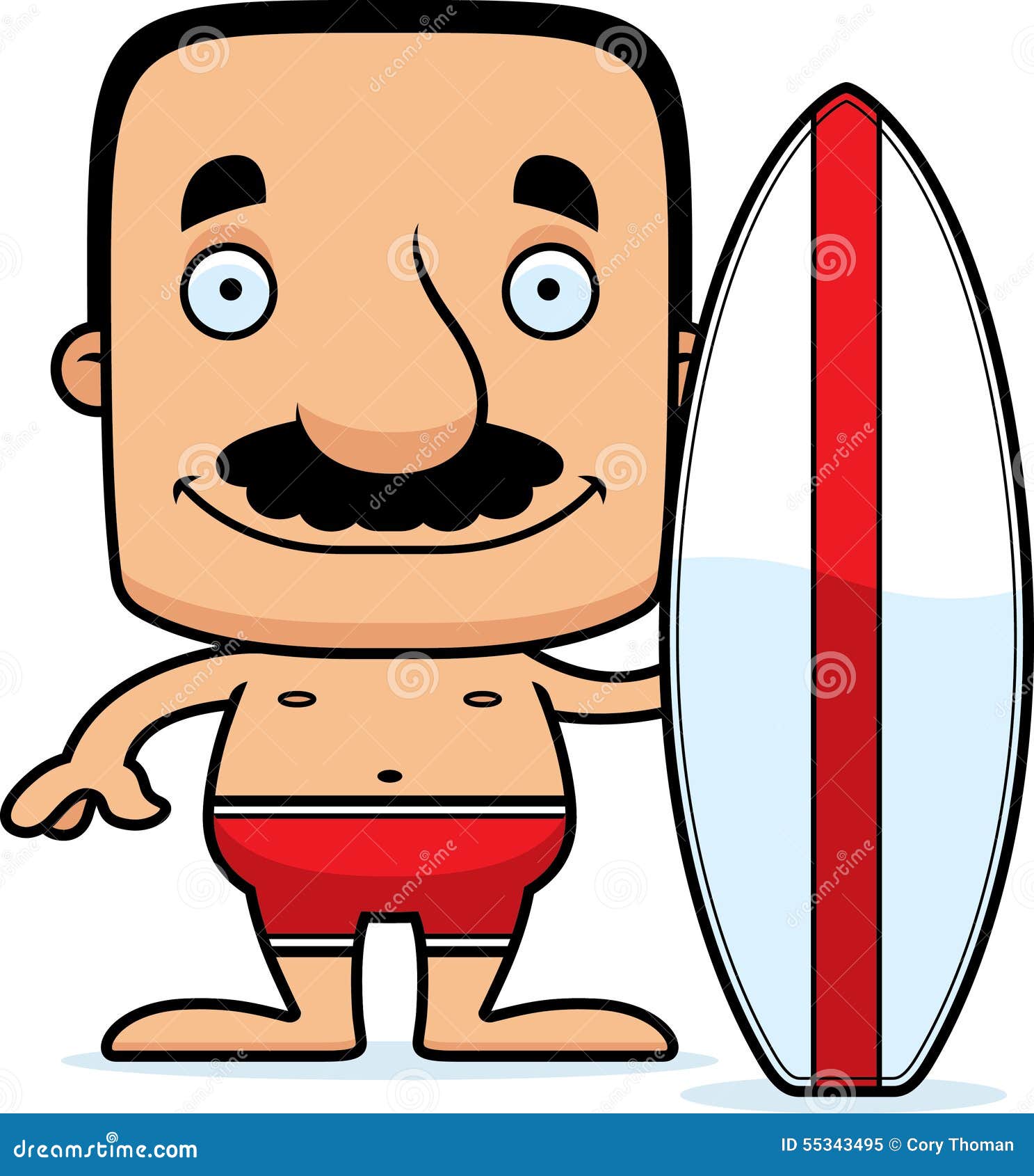Cartoon Smiling Surfer Man stock vector. Illustration of cartoon - 55343495
