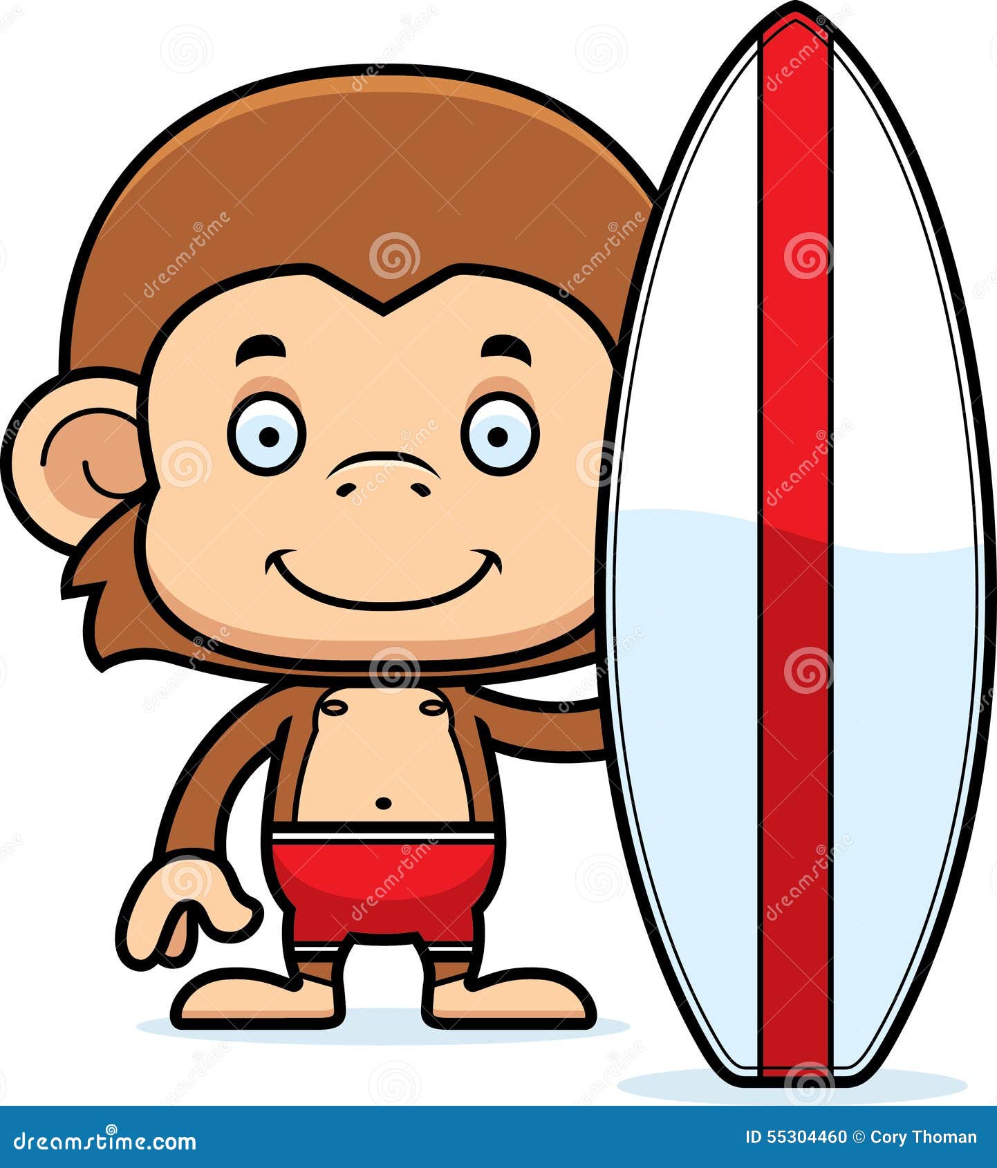 Cartoon Smiling Surfer Monkey Stock Vector - Illustration of surfer ...