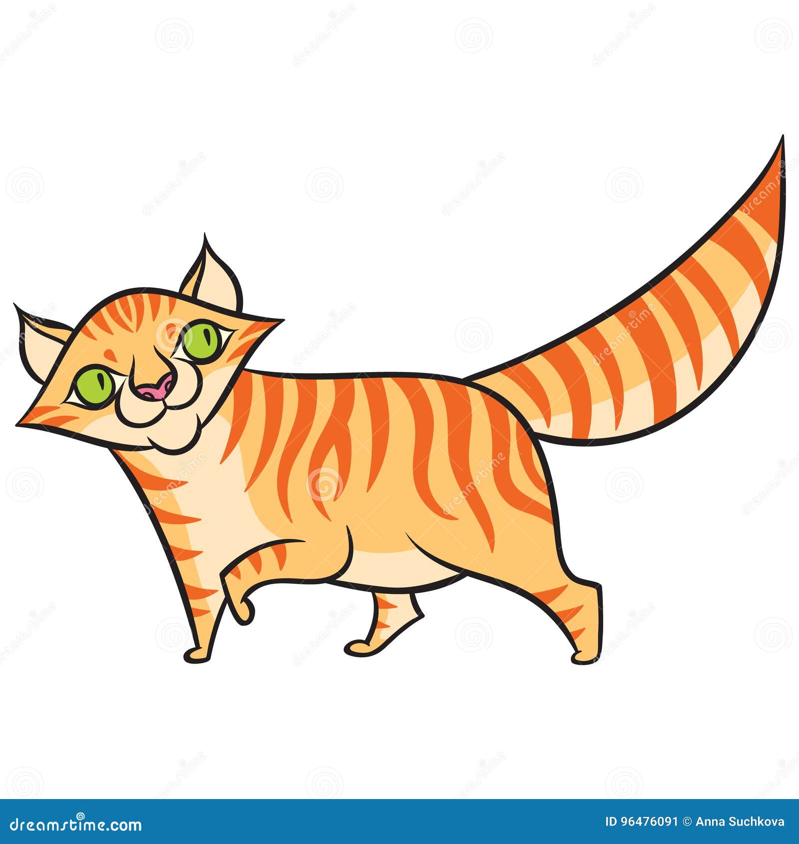 Cartoon smiling tabby cat stock vector. Illustration of cute - 96476091